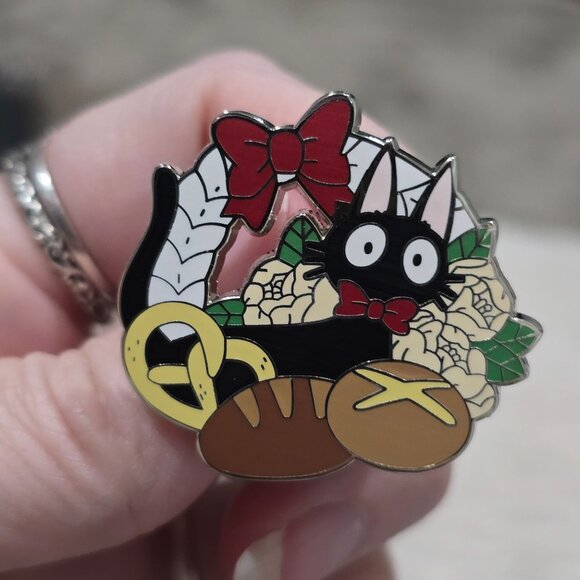 Hot Topic | Jewelry | Enamel Anime Cat Jiji Pin With Bread Bow Design ...